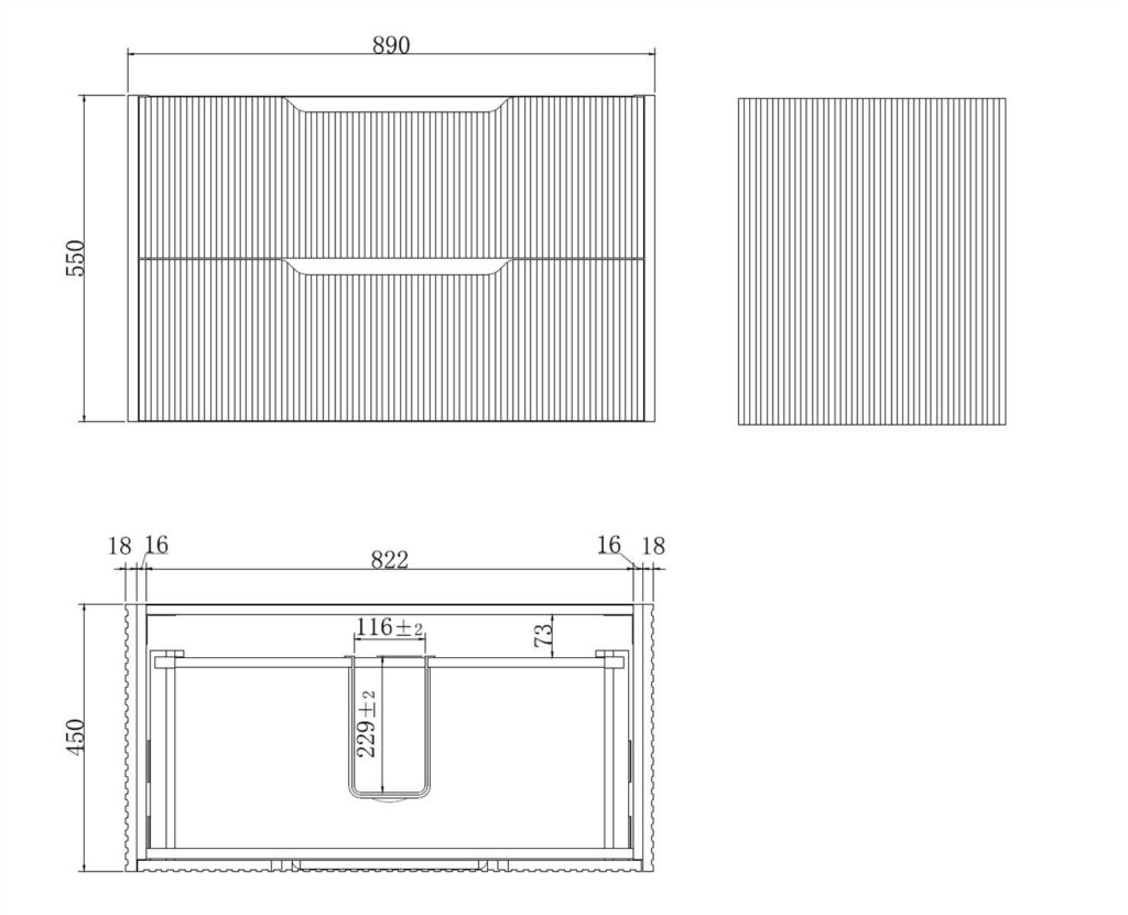 900mm Riva Bali Fluted Panel Wall Hung Bathroom Vanity 5 Colours ...